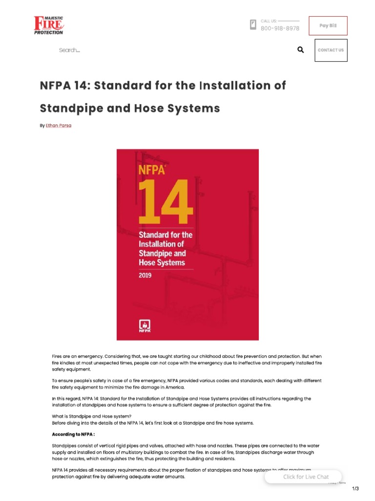 Nfpa 14 Standard For The Installation Of Standpipe And Hose Systems