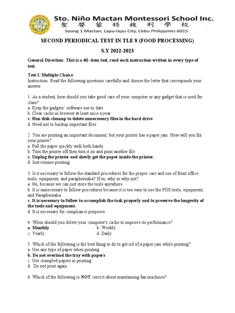 TLE 8 Second Periodical Test Guide | PDF | Computer File | Identity ...