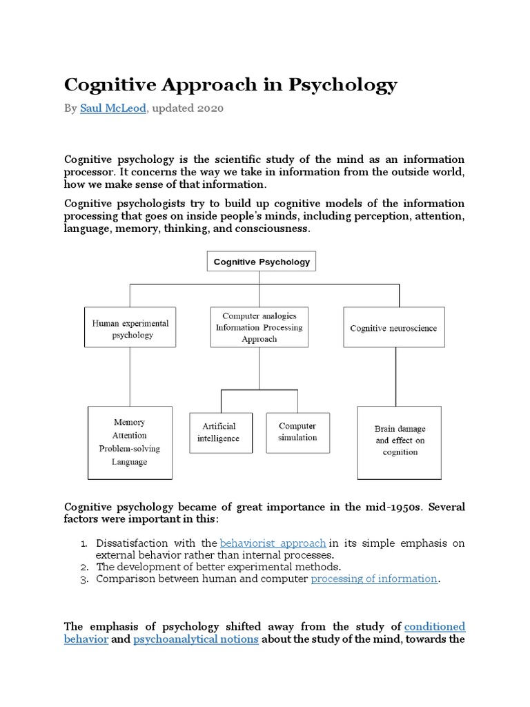 Cognitive Approach in Psychology | PDF | Cognitive Psychology | Psychology