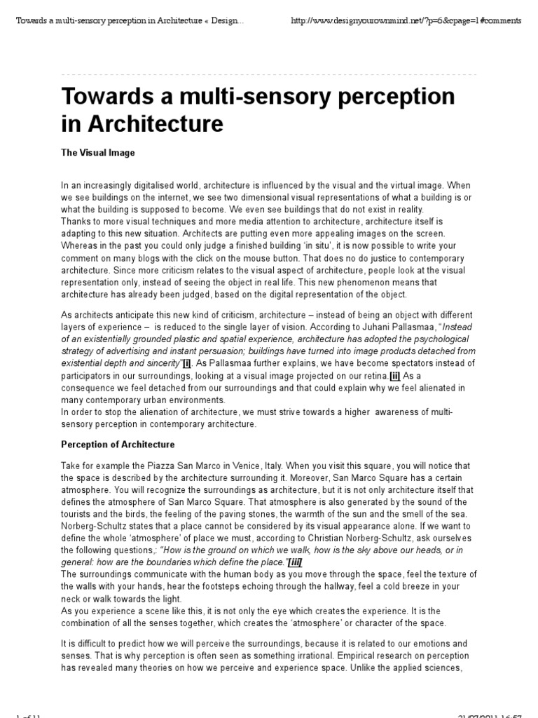 Towards A Multi-Sensory Perception in Architecture Designyourownmind ...
