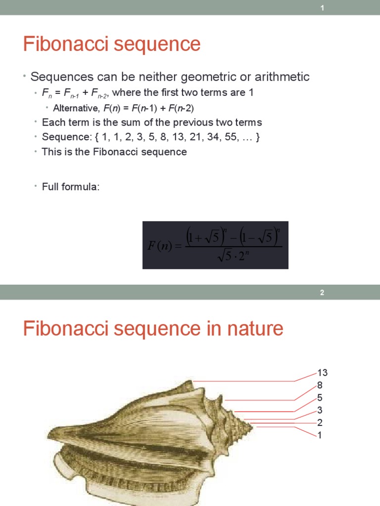 Fibonacci Sequence | PDF | Number Theory | Mathematical Concepts