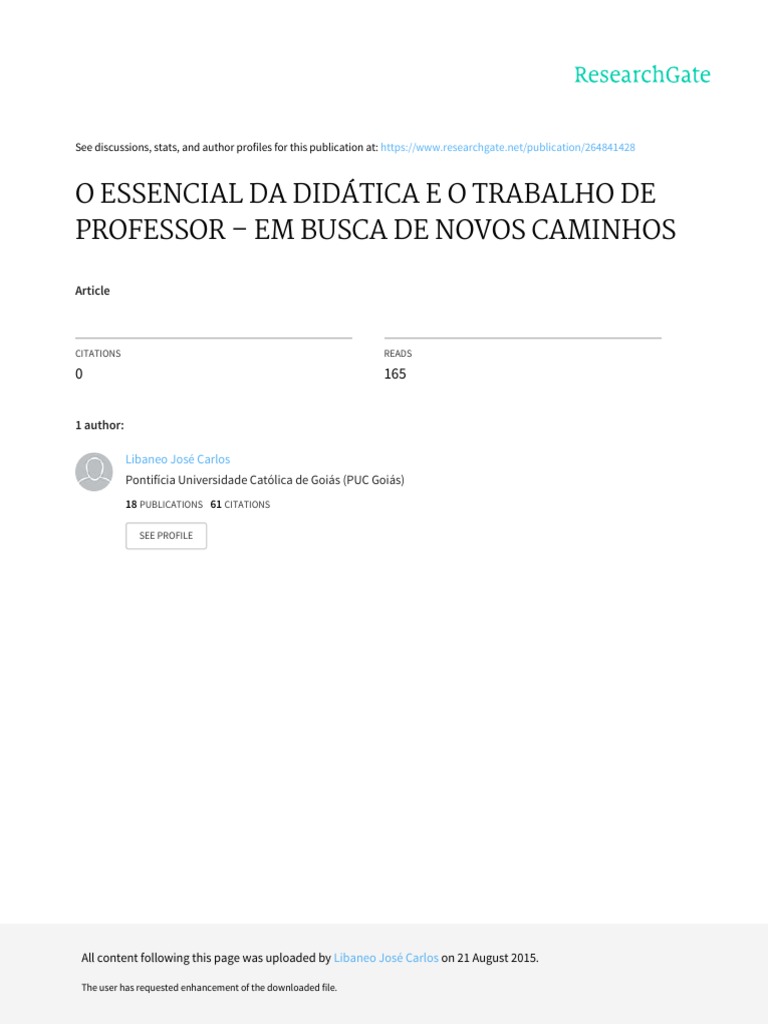 Libâneo - O Essencial Da Didática | PDF | Aprendizado | Pensamento