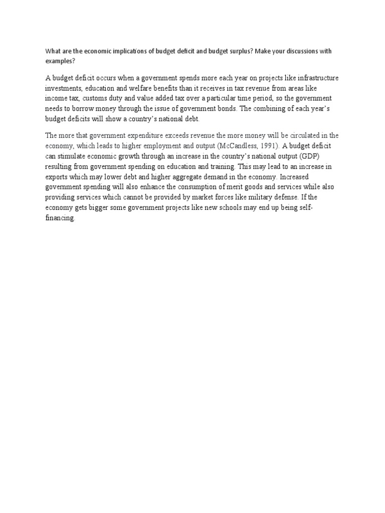 What Are The Economic Implications of Budget Deficit and Budget Surplus ...