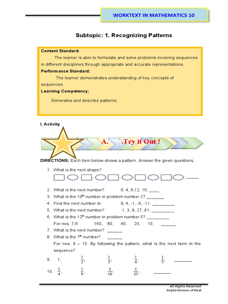 1.recognizing Patterns WT | PDF | Mathematics | Science