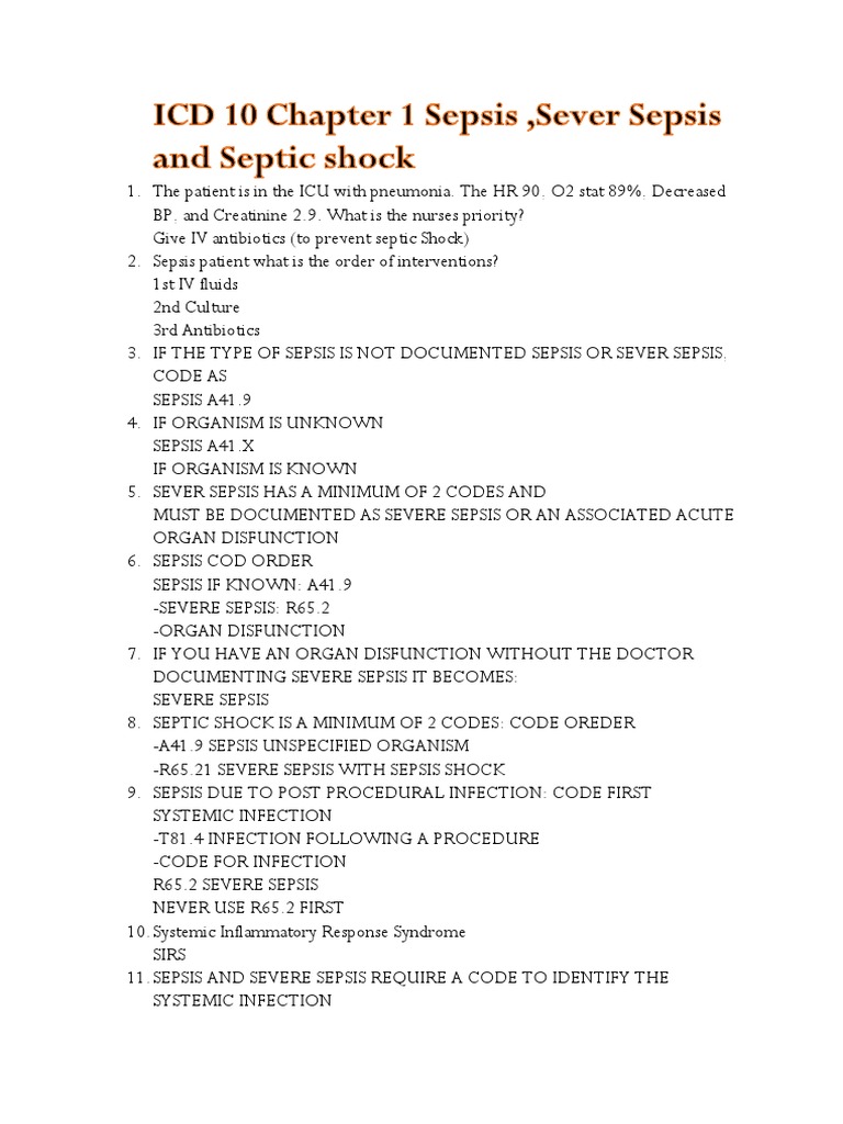 A Comprehensive Guide To Coding Sepsis Severe Sepsis Septic Shock And Related Conditions Pdf