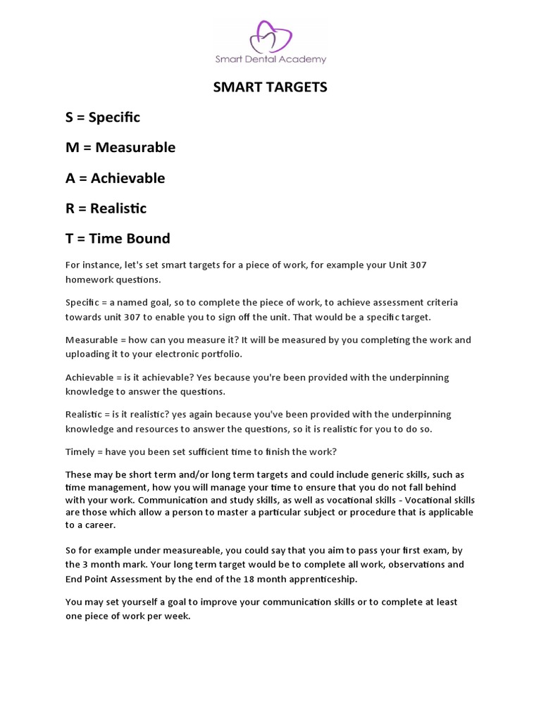 SMART Targets Explained | PDF