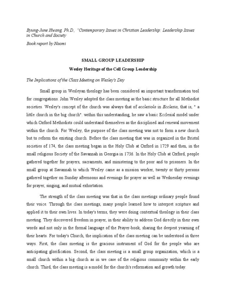 Small Group Leadership | PDF | Methodism | John Wesley