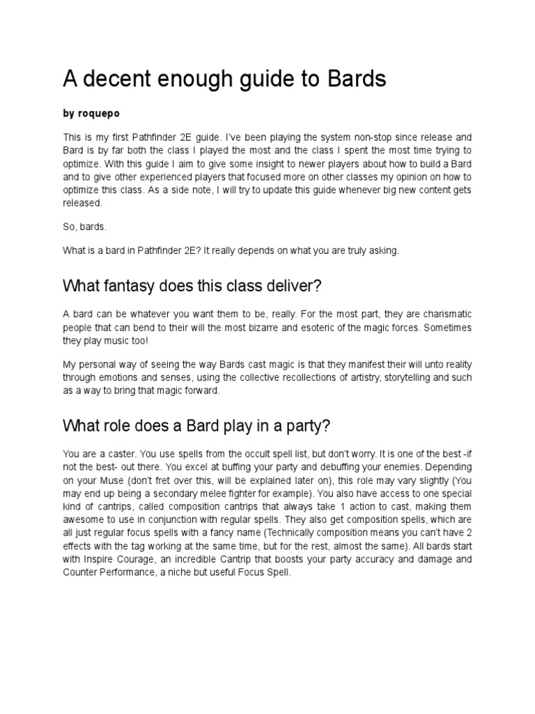 A Decent Enough Guide To Bards | PDF