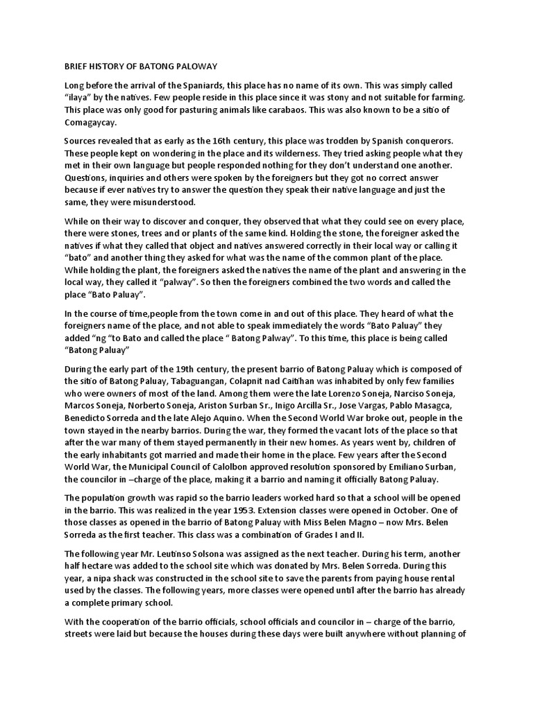 Brief History of Batong Paloway | PDF