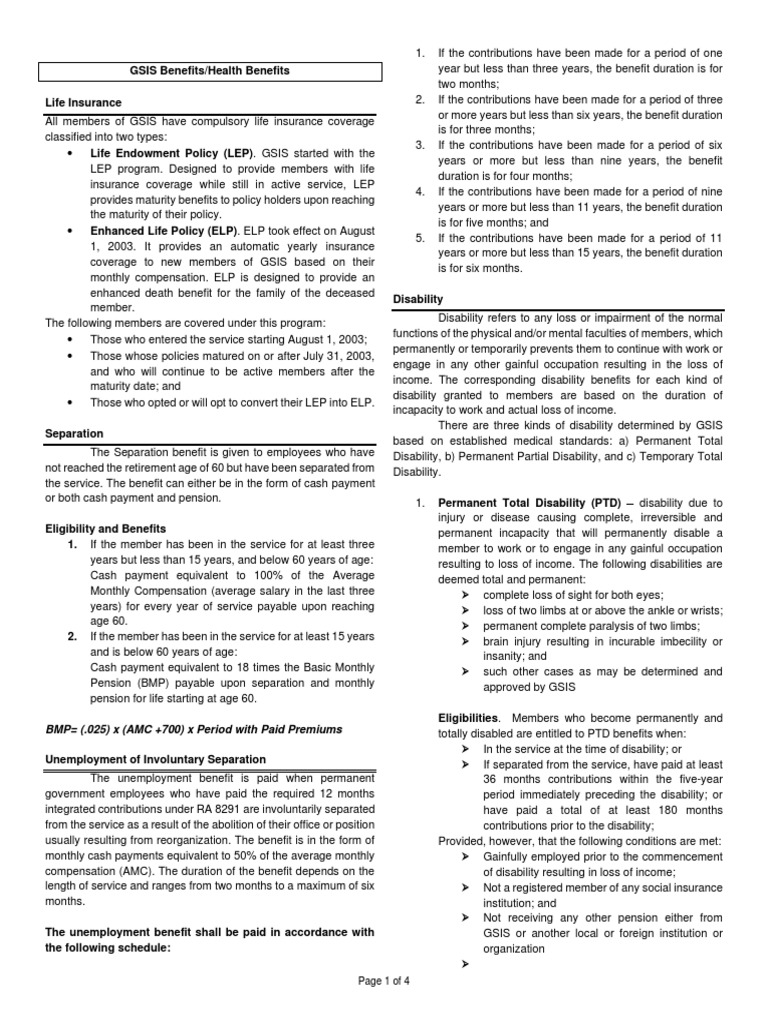 GSIS Benefits Overview and Eligibility | PDF | Pension | Retirement