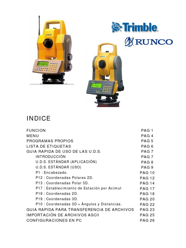 Guia de Uso Estaciones Trimble Serie 3600 - 5500 - 5600 | Memoria de la ...