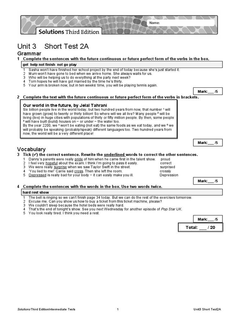Unit 3 Short Test 2A | PDF | Language Mechanics | Linguistics