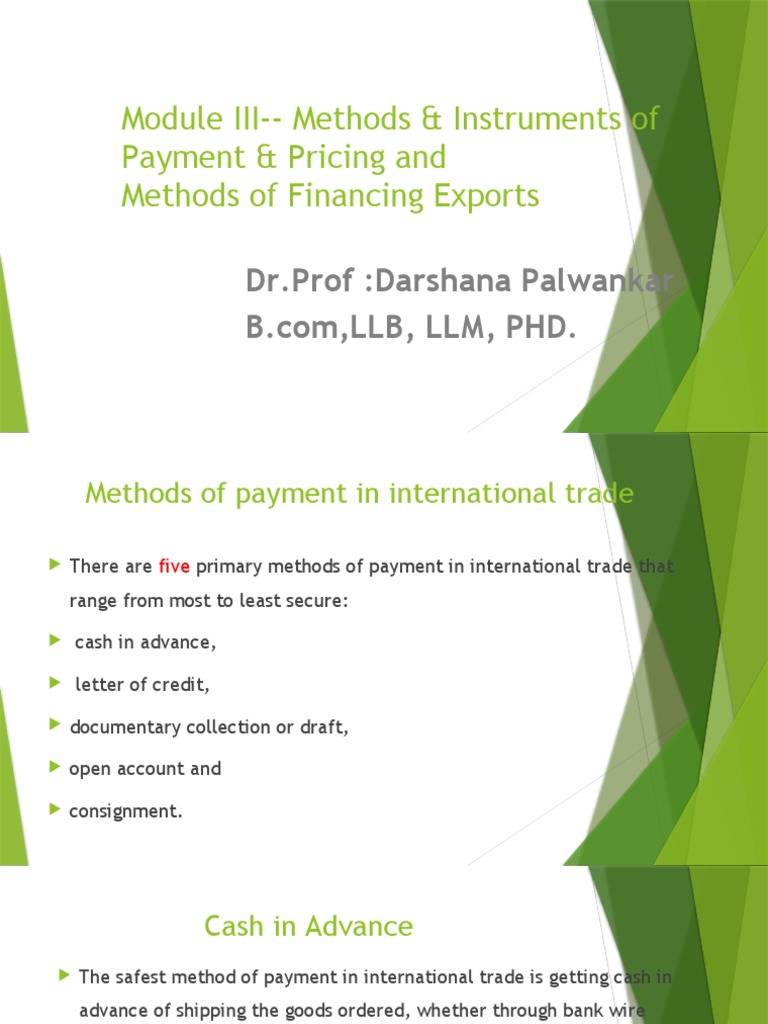 Module III - Methods & Instruments of Payment | PDF | Letter Of Credit ...