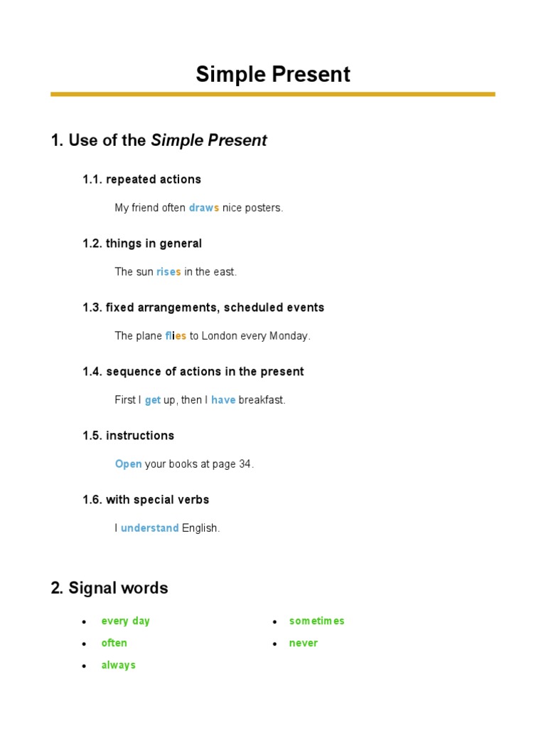 Simple Present | PDF | Verb | English Language