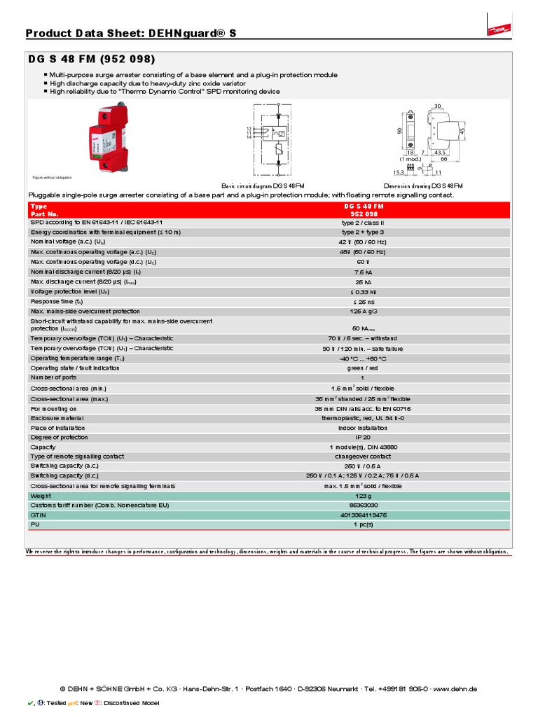 Product Data Sheet: Dehnguard® S DG S 48 FM (952 098) | PDF | Equipment ...