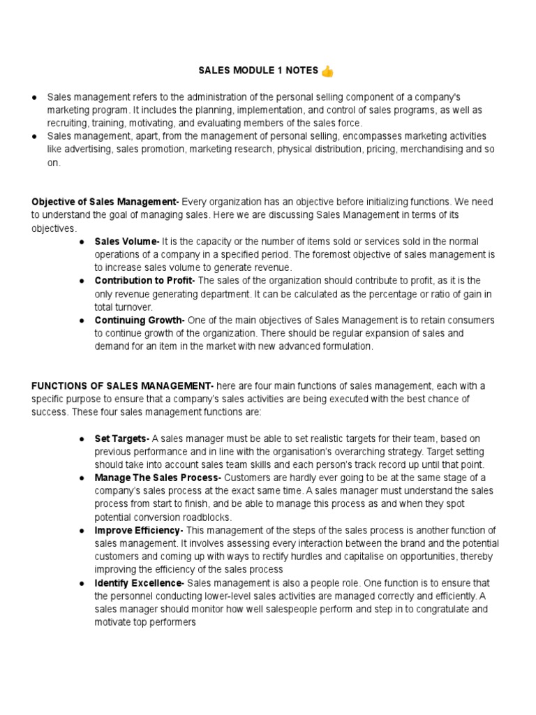 SALES 1 Amity Sales and Distribution Module 1 Notes Sem 5 | PDF | Sales ...