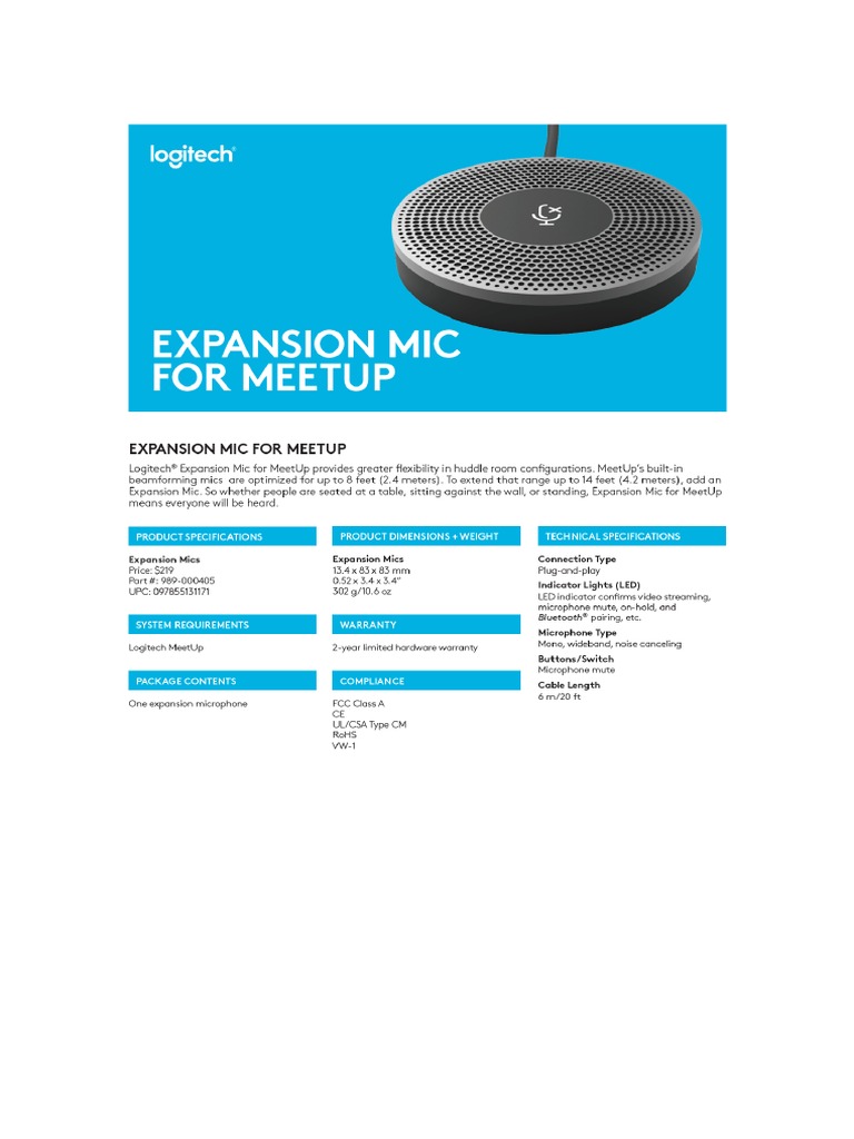 Logitech Meetup Expansion Mic. | PDF