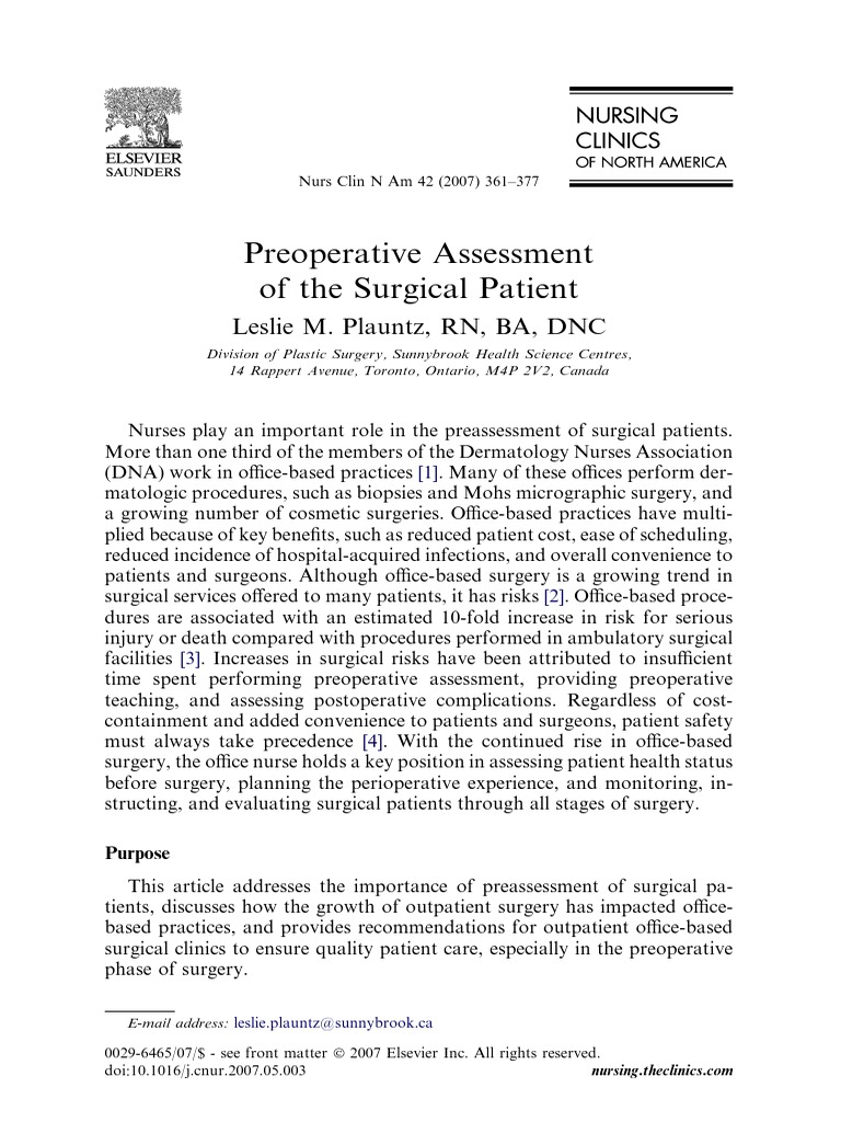 Preoperative Nursing Assessment Insights | PDF | Surgery | Aspirin