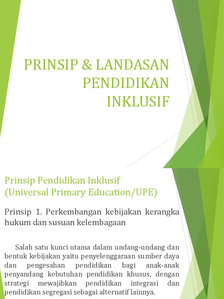Pertemuan 3. Prinsip Dan Landasan Pendidikan Inklusif | PDF