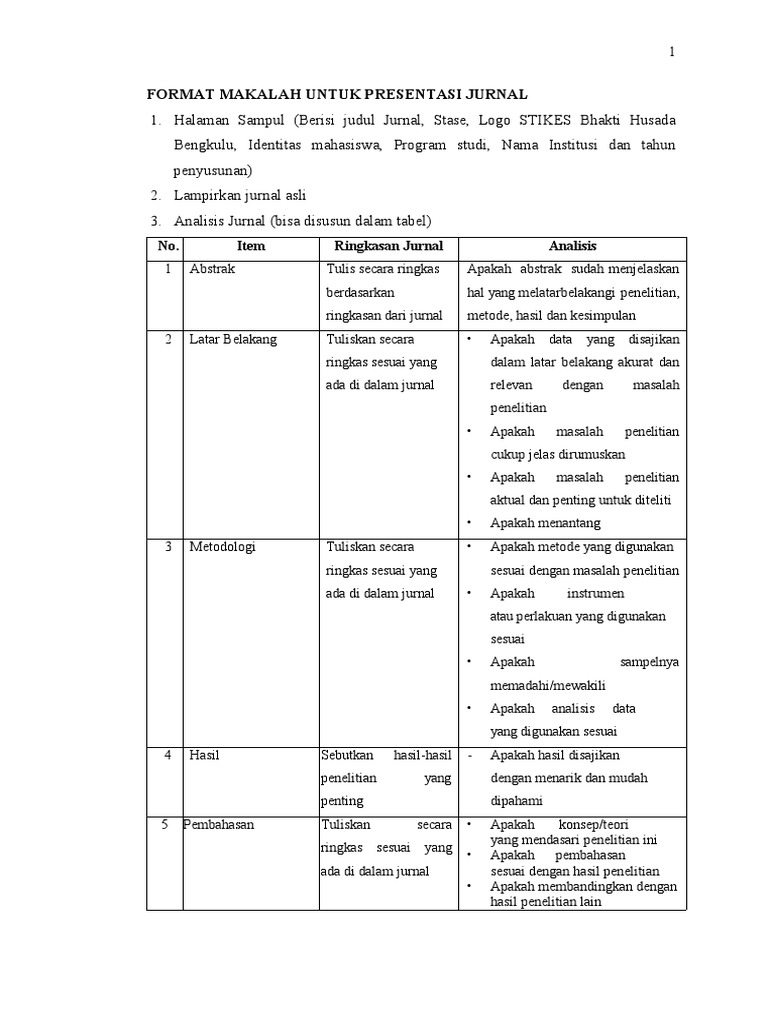 Format Makalah Untuk Presentasi Jurnal | PDF