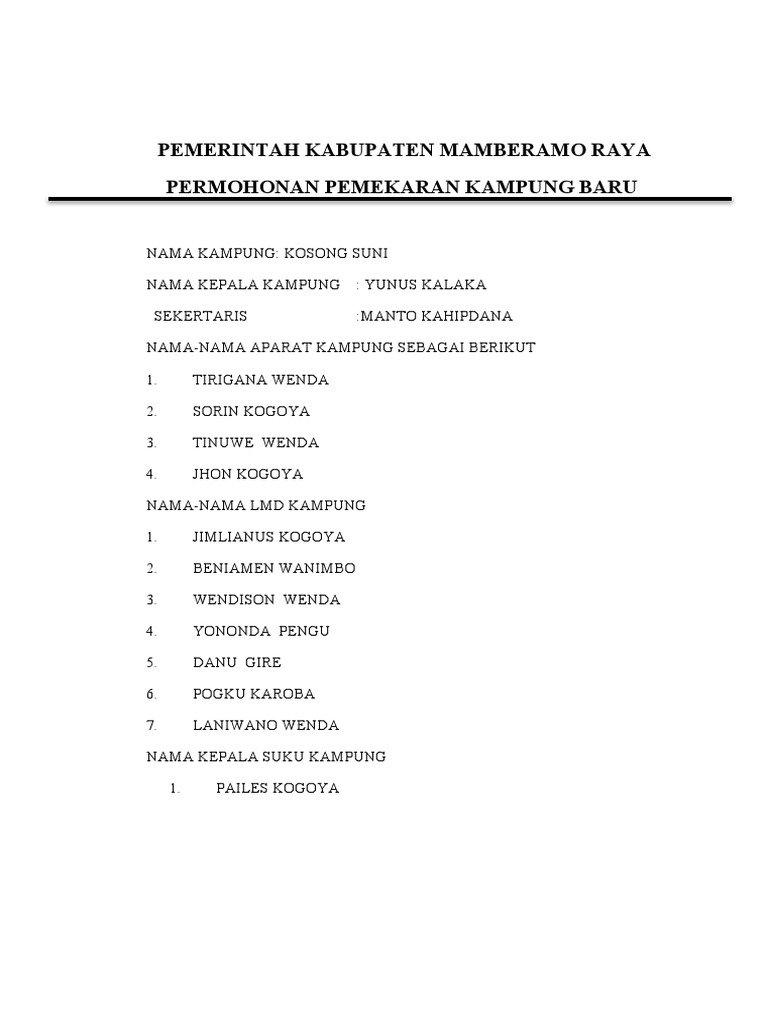 Permohonan Kabupaten Mamberamao Raya | PDF