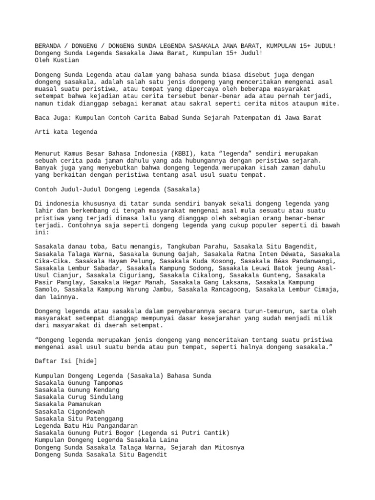 Sasakala Gunung Tampomas | PDF