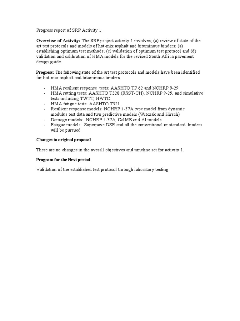 Progress Report of SRP Activity 1 | PDF | Science & Mathematics