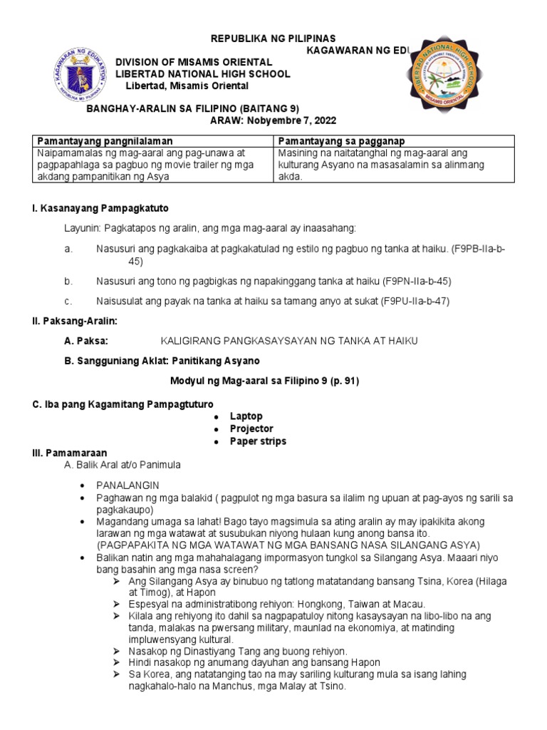 Q2 - Fil9 - LP - Week 1 Haiku at Tanka | PDF