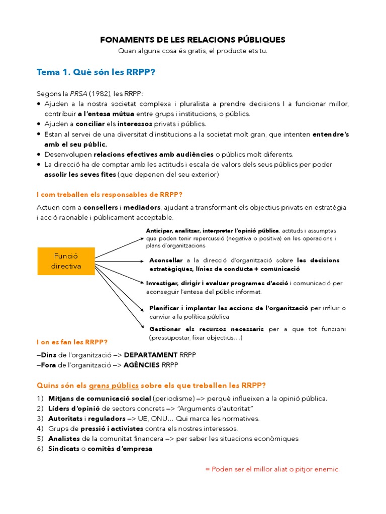Tema 1 - Què Són Les RRPP? | PDF