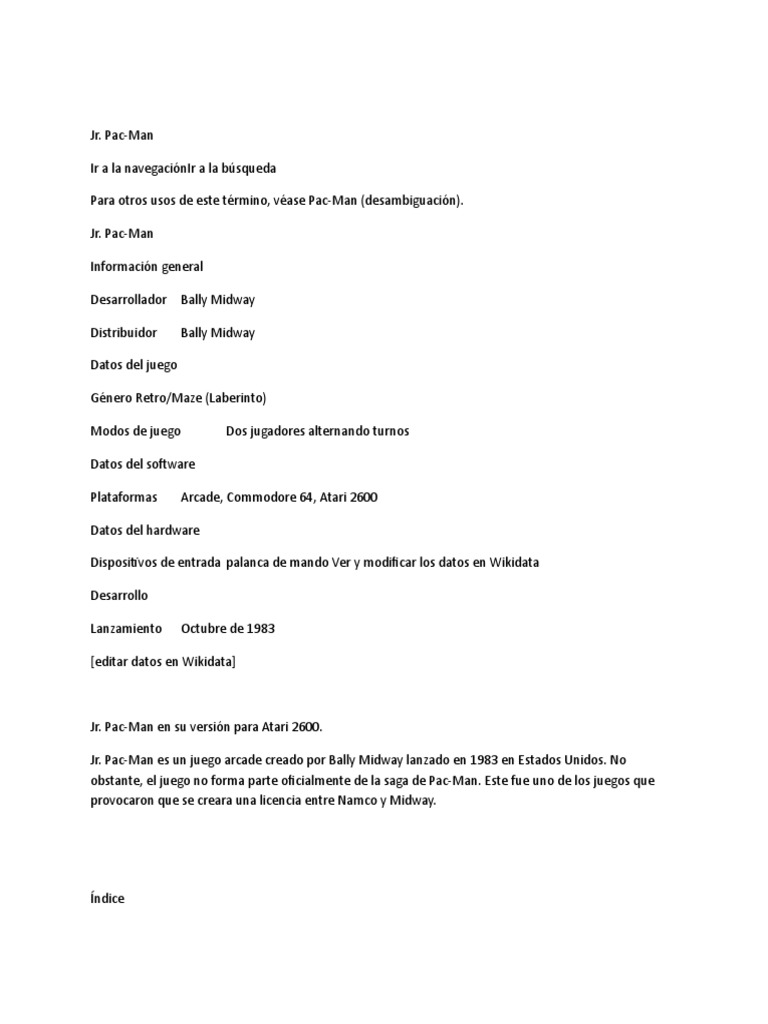 Jr. Pac-Man | PDF | Videojuegos