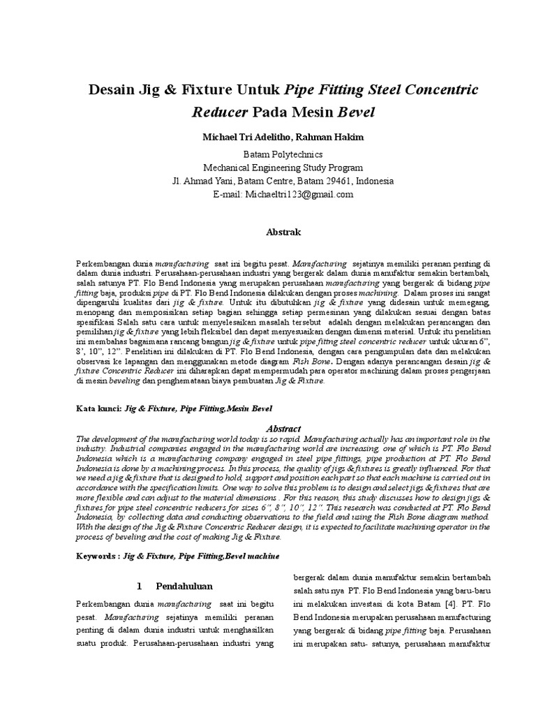 Desain Jig & Fixture Untuk Pipe Fitting Steel Concentric: Reducer Pada ...