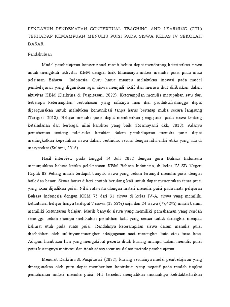 Pengaruh Pendekatan Contextual Teaching and Learning | PDF | Karier & Perkembangan