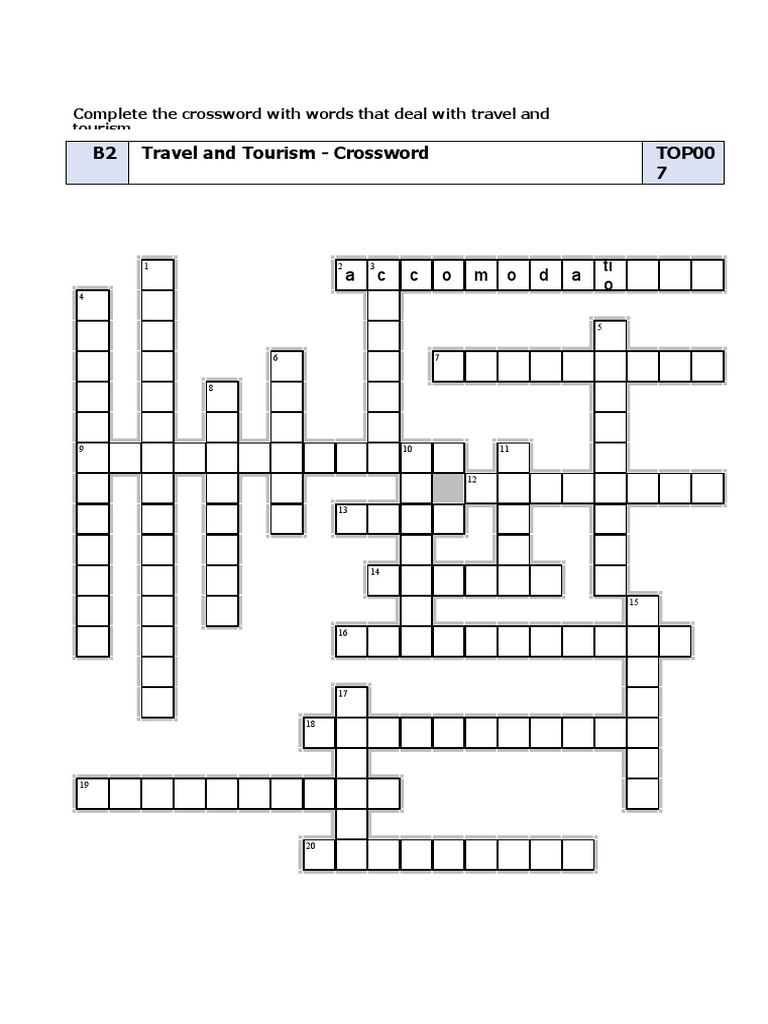 3 Travel Tourism Crossword | PDF | Tourism | Leisure