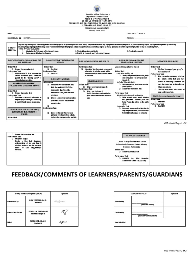 Q2 - G12 - WK8 Core and Applied | PDF | Behavior Modification | Learning