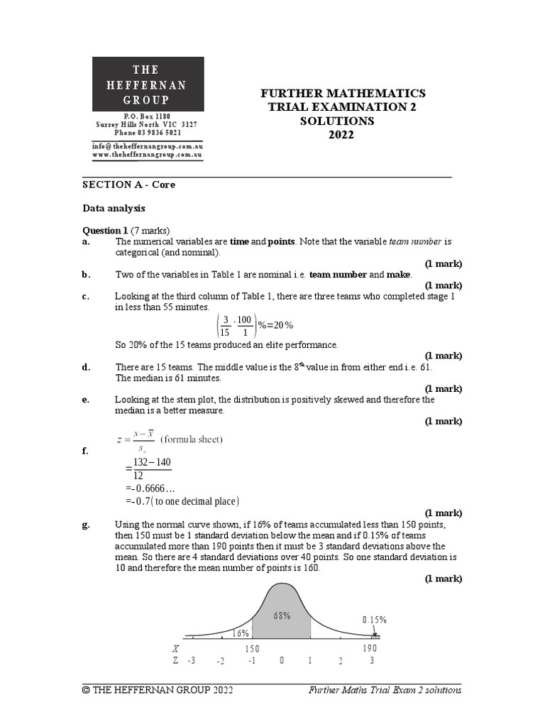 2022 Further Maths Exam 2 Solutions | PDF | Errors And Residuals ...