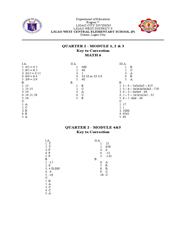 Assessment Mod 1-5 KEY TO CORRECTION | PDF