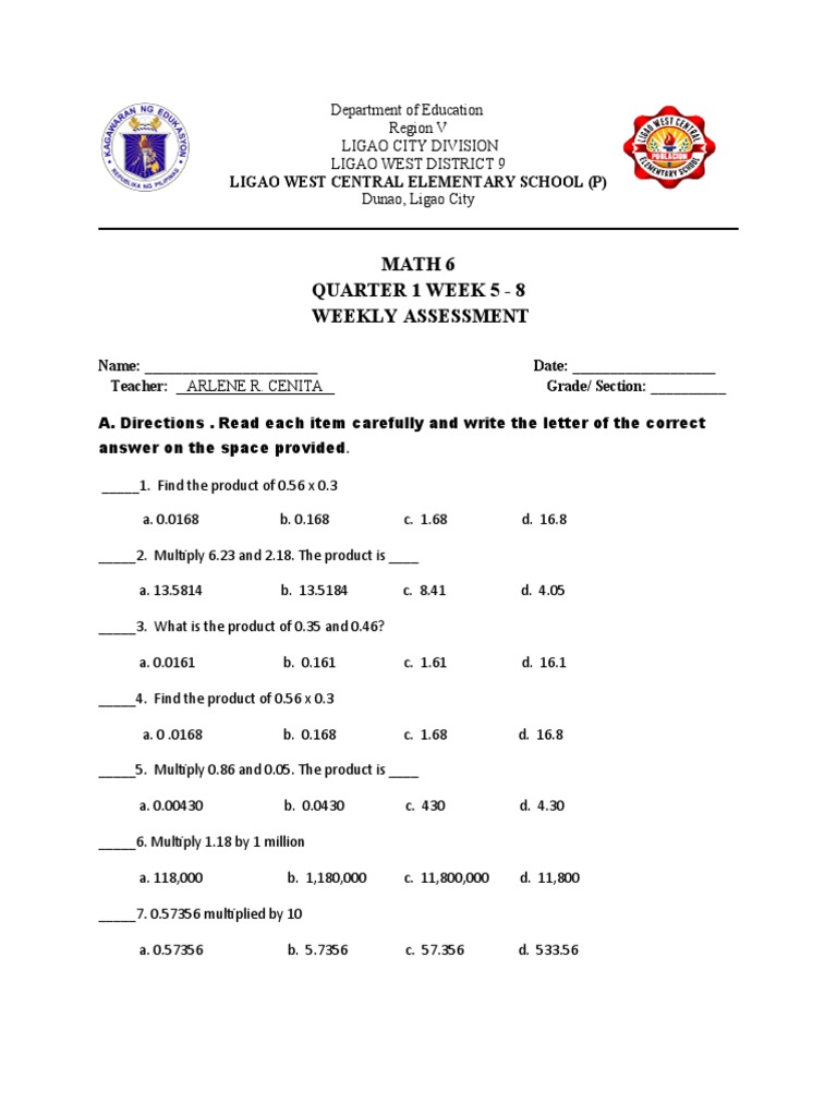 Assessment Q1 Week 5-8 Assessment | PDF | Money | International Trade