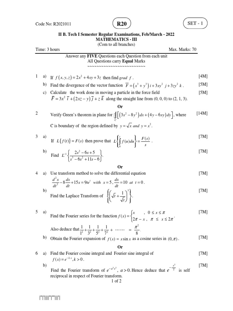 Mathematics - Iii - Feb - 2022 - 3 - Mech | PDF | Partial Differential ...