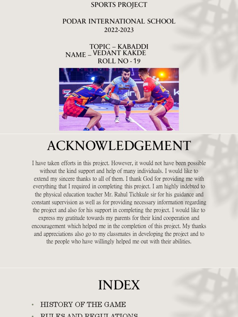 Kabaddi Project Overview and History | PDF | Sports | Teams