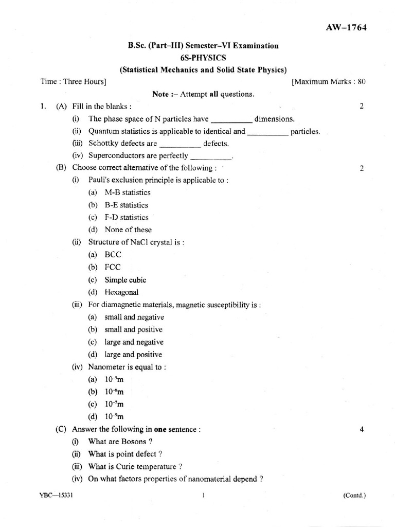 Physics Statistical Mechanics N Solid State Physics | PDF | Electrical ...