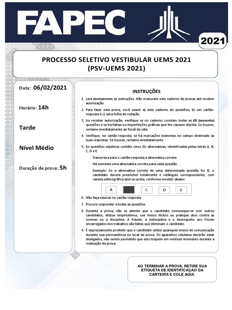 Prova UEMS 2021 | PDF | Poesia