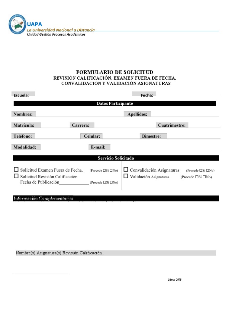 Formulario de Revision de Calificacion | PDF | Prueba (evaluación)