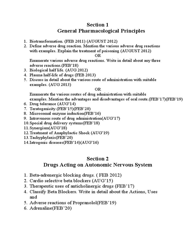 Pharmacology Chapterwise Year Questions 2nd Yr Bds | PDF | Nonsteroidal ...