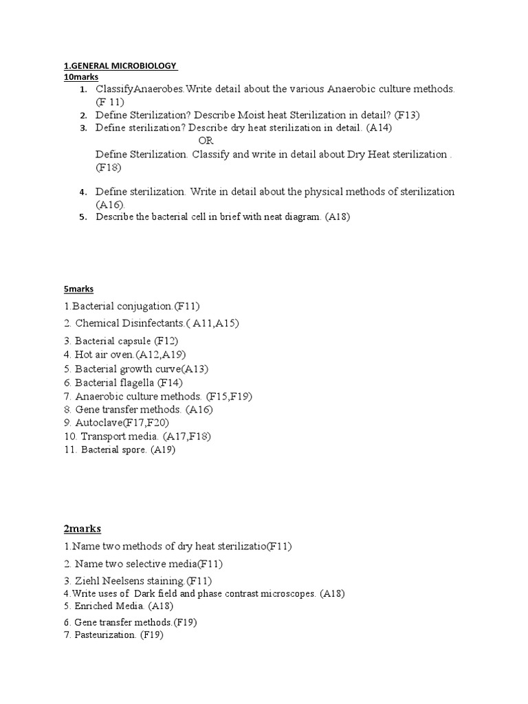 Micro Chapterwise Year Questions 2nd Yr Bds | PDF | Virus | Candidiasis