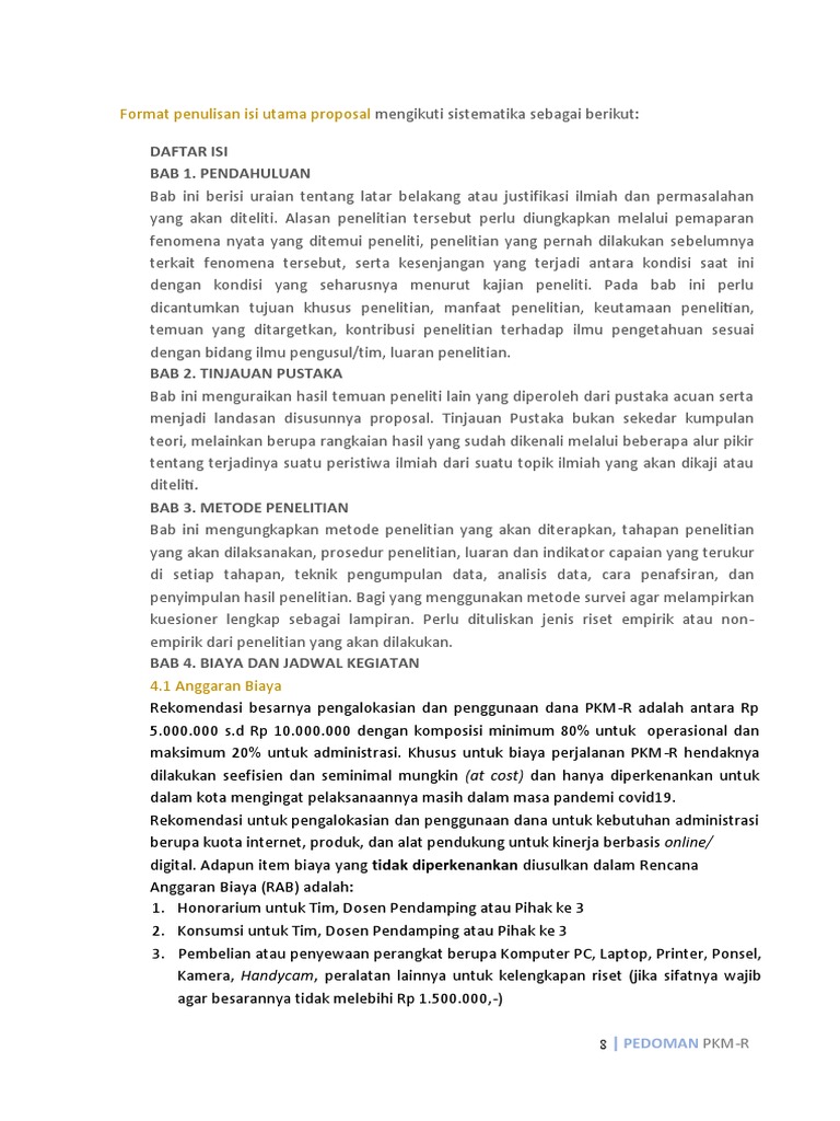 Pedoman Penulisan Proposal PKM-R | PDF