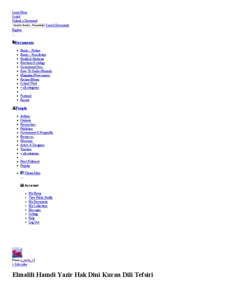Elmalili Hamdi Yazir Hak Dini Kuran Dili Tefsiri Pdf Scribd