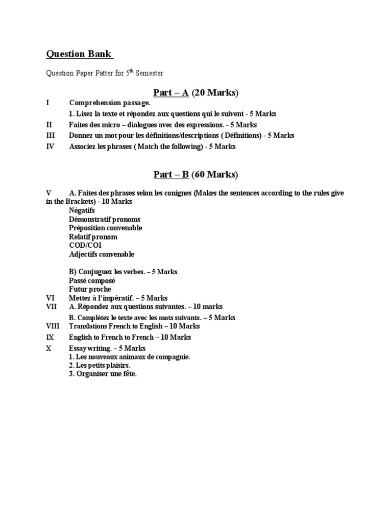 Banque de Questions pour le 5ème Semestre | PDF | Banques | Syntaxe