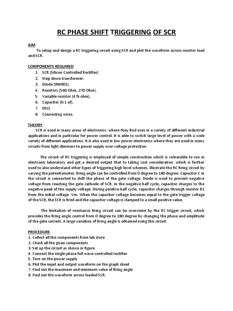 RC Triggering. | PDF | Rectifier | Electrical Network