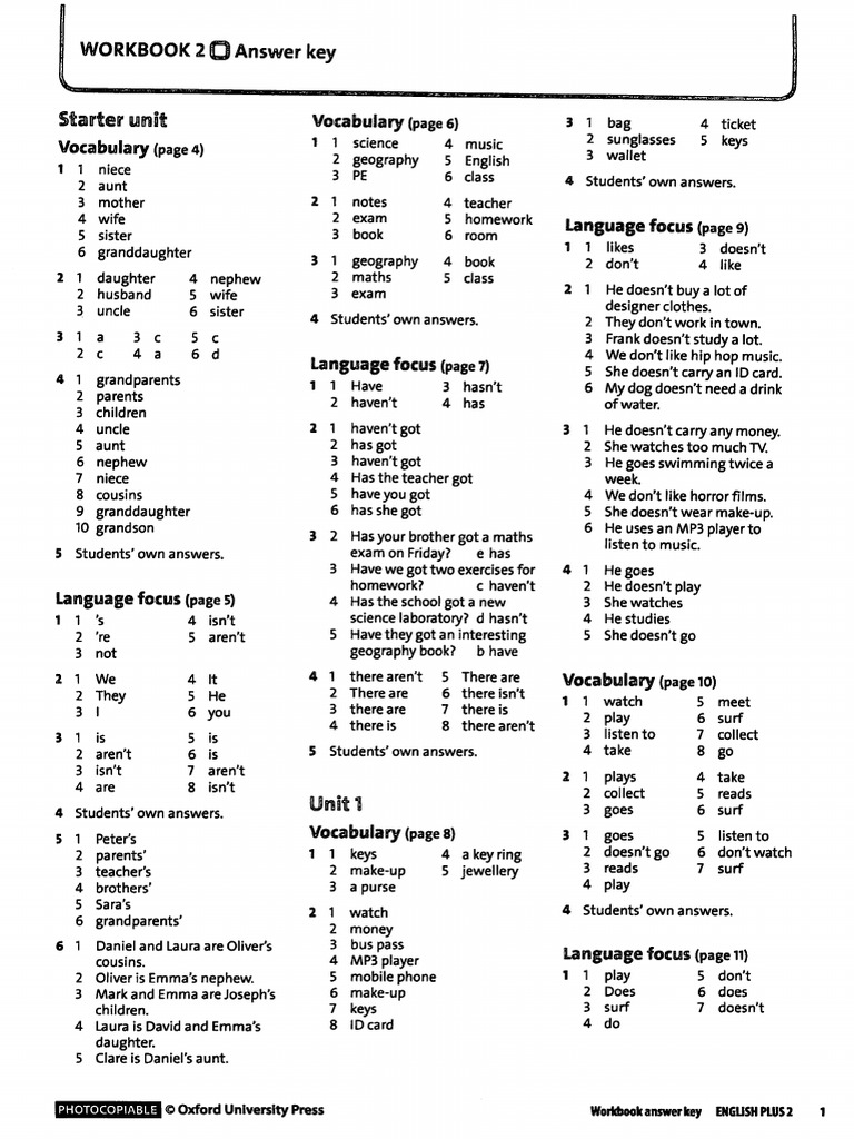 Englisch Workbook 2 Answer Key | PDF