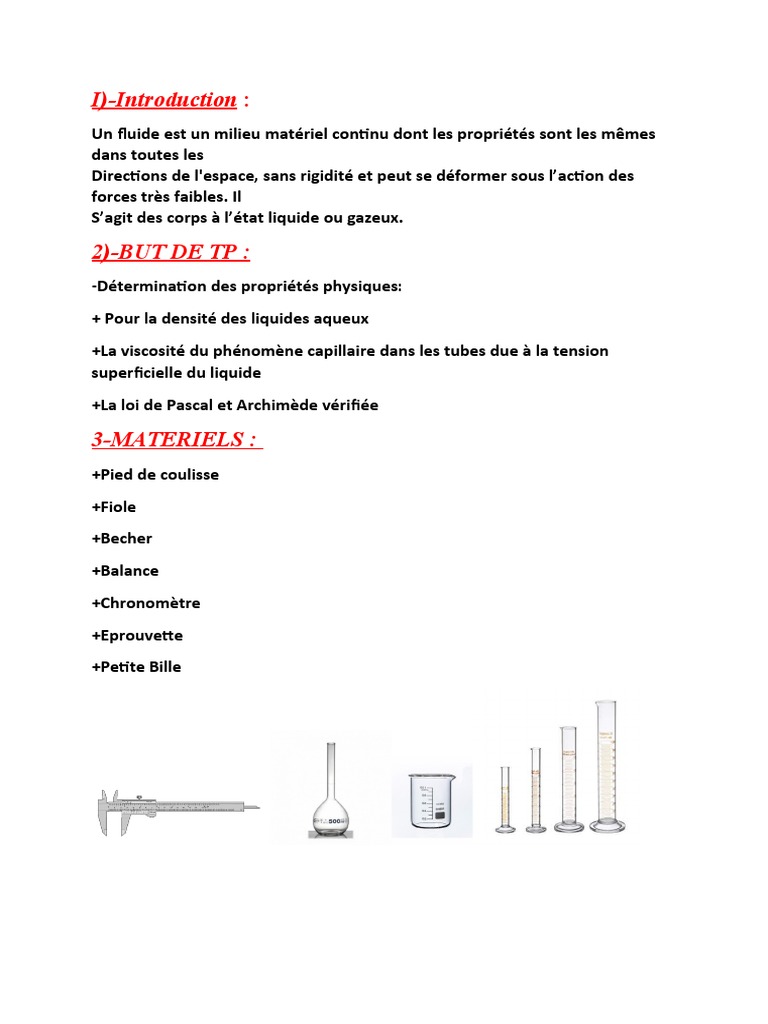 Propriétés des Fluides en TP | PDF | Viscosité | Pression